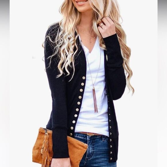 Zenana Outfitters | Sweaters | New Zenanablack Snap Front Long Sleeve ...